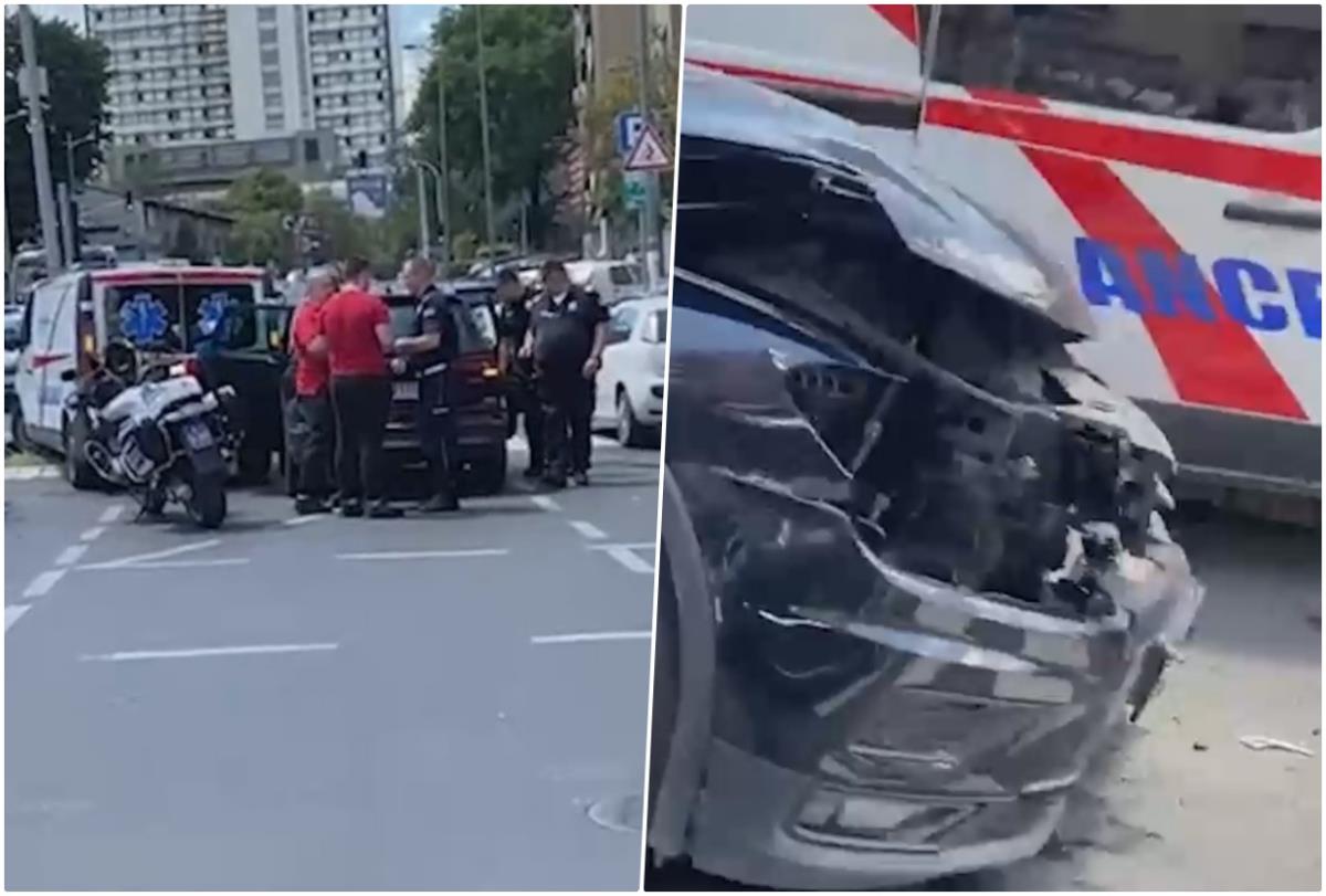 SUDAR AUTA I VOZILA HITNE POMOĆI NA UGLU CVIJIĆEVE I STARINE NOVAKA ...
