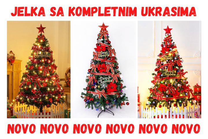 BOŽANSTVENA DEKORACIJA ZA PRAZNIKE: Novogodišnja jelka sa kompletnim ...