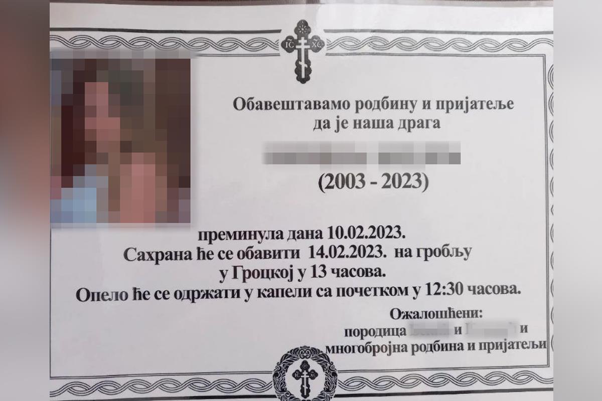 Evo kad će biti sahranjena devojka ubijena u Grockoj | Kurir
