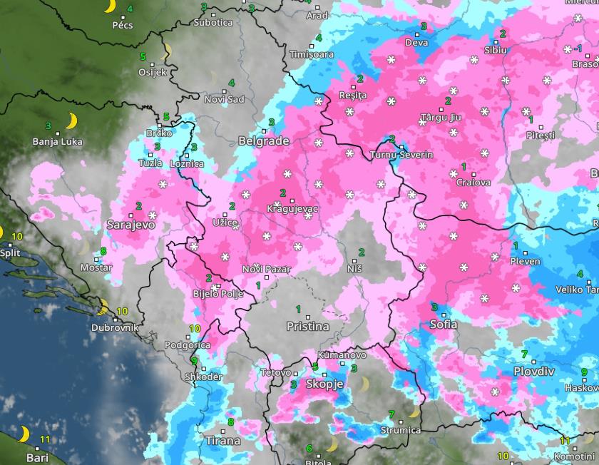 Vremenska prognoza za Beograd, kiša prelazi u sneg, do 10 cm u višim ...