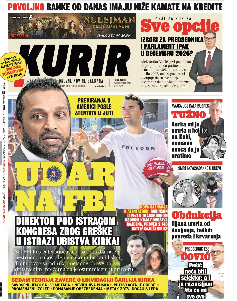 Kurir dnevne novine - Najnovije vesti dana: Srbija, region i svet | Kurir